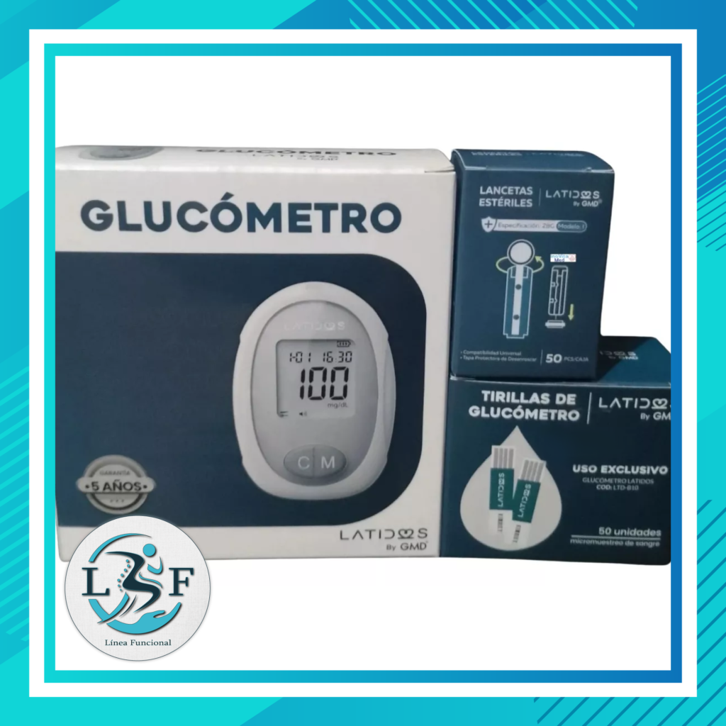 Glucómetro Digital Latidos + 50 Tirillas + 50 Lancetas – LF LÍNEA FUNCIONAL